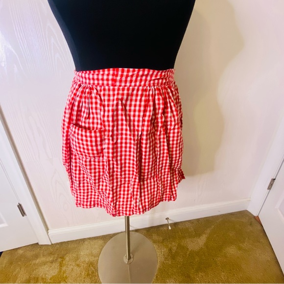 Kitchen | Vintage Handmade Red White Checkered Pattern Half Apron ...